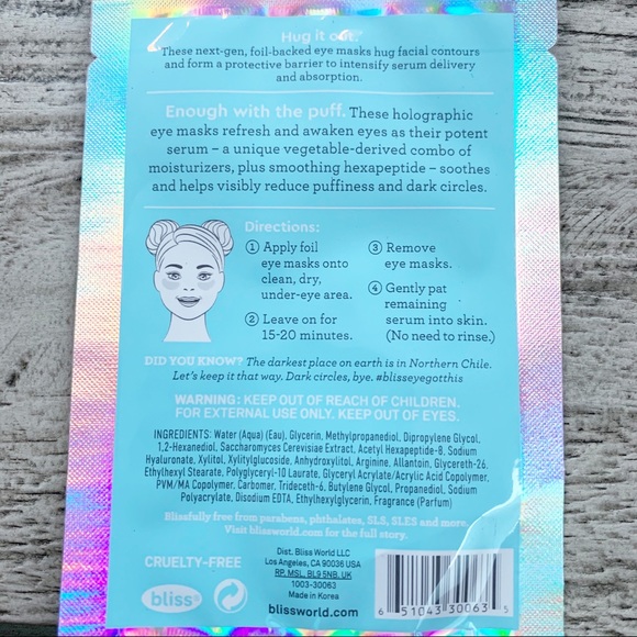 Bliss | Skincare | Bliss Foil Eye Mask Bundle Packs | Poshmark